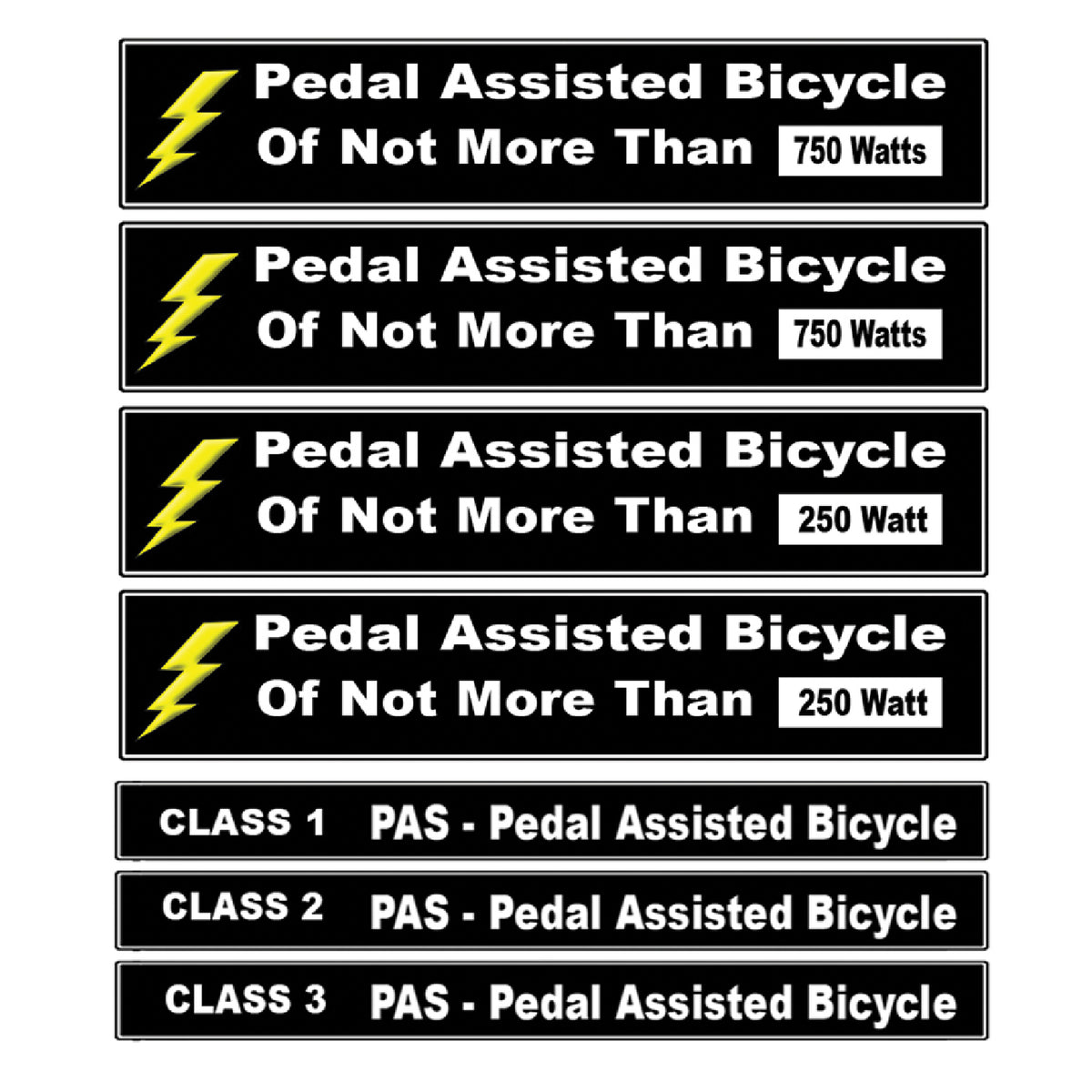 Pedal Assisted eBike Decal Kit Fits Pedal Assist Electric Bikes 250 ...